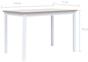 Jídelní stůl bílo-hnědý 114 x 71 x 75 cm masivní kaučukovník,  247363
