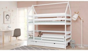 postel dětské domeček patrová Comfio - Bílý, 80x180