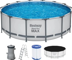 Bestway Bazén Steel Pro MAX sv.šedý, filtrace schůdky plachta pr. 427x122cm (EN)