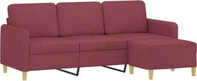 3místná pohovka s podnožkou vínová 180 cm textil 3201198