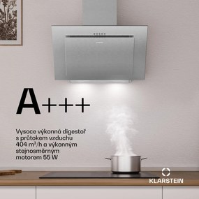 Klarstein Athena šikmá digestoř | režim odsávání vzduchu a recirkulace | 404 m³/h | 56 W | 60 cm