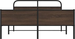 Kovový rám postele bez matrace hnědý dub 150 x 200 cm 3318708