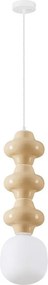 Bílé/krémové keramické závěsné svítidlo se skleněným stínidlem ø 18 cm Clio – Nova Luce