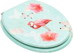 WC sedátko s víkem MDF motiv plameňáka 146905