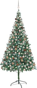 vidaXL Umělý vánoční stromek LED osvětlení sada koulí a šišky 210 cm [3077529] Barva: Růže