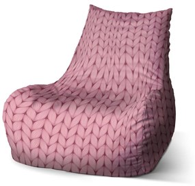 Sablio Sedací vak Bean Růžové pletení z vlny - 100 x 90 x 45 cm