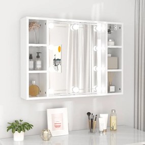 Zrcadlová skříňka s LED bílá s vysokým leskem 76x15x55 cm