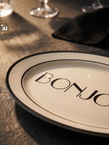 Sinsay - Keramický podnos s nápisem Bonjour - vícebarevná