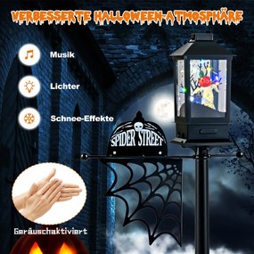 Costway 155 cm Halloween dekorativní pouliční lampa s 6 barevnými LED světly