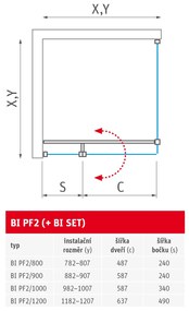 Roth Jednokřídlé otevíravé dveře BI PF2 se setem profilů BI SET pro instalaci do niky Varianta: šířka: 100 cm - (BI PF2/1000_BI SET_Black), Barva profilů a typ výplně: profily: černá (elox), výplň: transparent