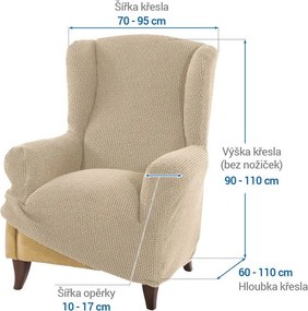 Super strečové potahy NIAGARA smetanová křeslo ušák (š. 70 - 95 cm)