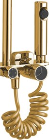 Rea Helix, nástěnný sprchový set s termostatickou baterií a bidetovou sprškou, zlatá lesklá, REA-P6619