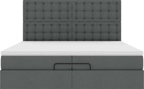 Osmanský rám postele s matrací tmavě šedý 200x200cm textil 3313349