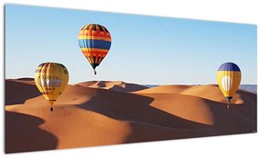 Obraz- horkovzdušné balóny v poušti (100x40cm)