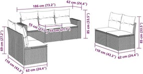7dílná zahradní sedací souprava s poduškami hnědá polyratan 3251170