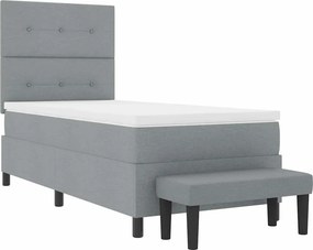 Postel s boxspringem s čelo Světle šedá 90 x 200 cm textil 3344037