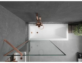 Mexen Next, 1-křídlová vanová zástěna 90 x 150 cm, 6mm čiré sklo - černý vzor, ​​měděná matná, 895-090-000-00-70-65
