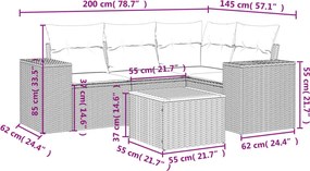5dílná zahradní sedací souprava s poduškami šedá polyratan 3257761