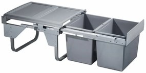 Výsuvný odpadkový 2-koš Komfort, 2x15 l, K45-šedý plast