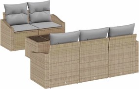 Set pohovek 6 ks Beige a šedá polyratan 3355269