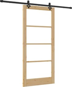 Posuvné dveře Přírodní 93 x 202 cm Masivní borové dřevo a sklo 3332315