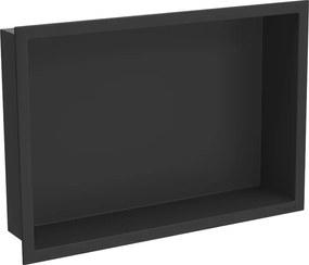 Mexen X-Wall-R, polička na zapuštění na obklad s límcem 45 x 30 cm, černá matná, 1970453010