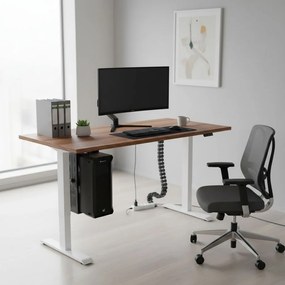 Výškově nastavitelný stůl OfficeTech A, 120 x 80 cm, bílá podnož, dub silverjack