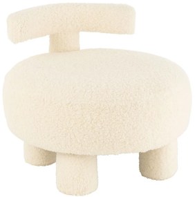 Bílá kulatá stolička s opěrkou Teddy Bouclé White - Ø 52*49 cm