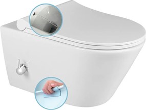 Sapho Sapho, AVVA PORTO závěsná WC mísa Rimless, integrovaná baterie a bidetová sprška 35,5x53 cm, bílá, 100315