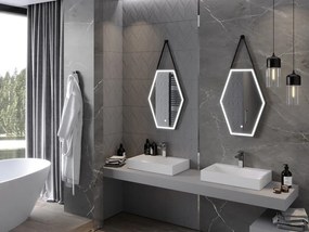 Mexen Orla, LED koupelnové zrcadlo s podsvícením a černým rámem 50x70 cm, 6000K, ochrana proti zamlžování, 9815-050-070-611-70