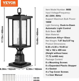 2 PC Soumrak do úsvitu Svítidlo na sloup venkovní lampy 450 mm Držák na sloup