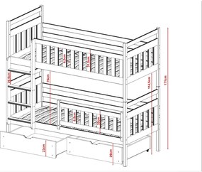 Legno Dětská patrová postel Monna grafit Rozměr (cm): 80x200