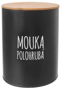 Dóza plech/bambus pr. 13 cm Mouka polohrubá BLACK CZ