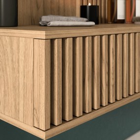 Závěsný toaletní stolek se zrcadlem Entsian 85 cm dub Artisan