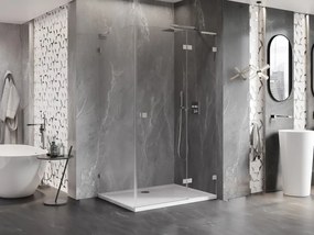 Mexen Lunar L, pravý výklopný sprchový kout 75 x 80 cm, 8mm čiré sklo, ocelový profil, 834L-075-080-97-00-P