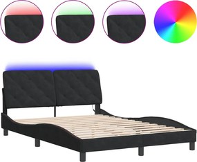 Rám postele s LED bez matrace černý 120 x 200 cm samet 3213845