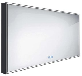 Nimco - Zrcadlo s LED osvětlením, 140x70 cm, dotykový senzor, matná černá ZPC 13008VX-90