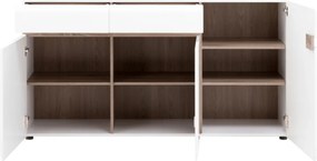 Komoda, bílá extra vysoký lesk HG/dub sonoma truflový, LYNATET 40