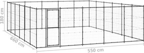 vidaXL Venkovní psí kotec pozinkovaná ocel 36,3 m² [3082324] Barva: Černá