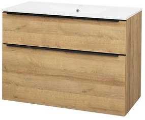 Mereo Mereo, Mailo, koupelnová skříňka s keramickým umyvadlem 101 cm, černé madlo, CN522B