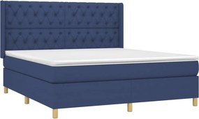 Box spring postel s matrací a LED modrá 160x200 cm textil 3139131