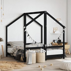 vidaXL Dětská postel 2x (70 x 140) cm masivní borové dřevo [3200593] Barva: Černá