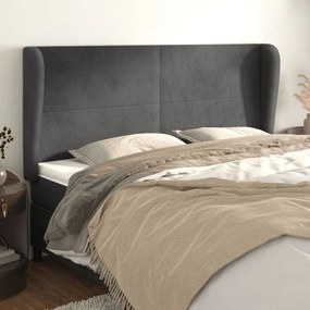 Čelo postele typu ušák tmavě šedé 203x23x118/128 cm samet 3117743