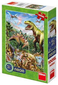 Puzzle 100XL Svět Dinosaurů neon