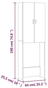 Skříňka nad pračku šedá sonoma 64 x 25,5 x 190 cm - Default Title