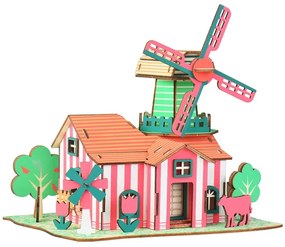 Woodcraft construction kit Woodcraft Dřevěné 3D puzzle Tulipánový ranč