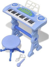 vidaXL Dětské klávesy se stoličkou a mikrofonem 37 kláves [80118] Barva: Modrá