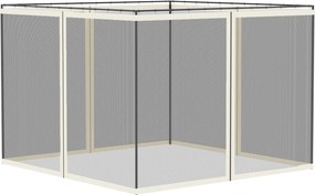 Outsunny Mosquito Nets for Gazebo/Canopy/Pavilion 3 x 3 m - Set of 4 Zippered Panels + Attachment Hooks - Polyester/Nylon | Aosom