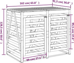vidaXL Úložný box na dvě popelnice šedý masivní borové dřevo [3157690] Barva: Přírodní borovice