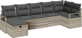 Set pohovek 7 ks 7-Počet míst Světle šedá polyratan 3359201